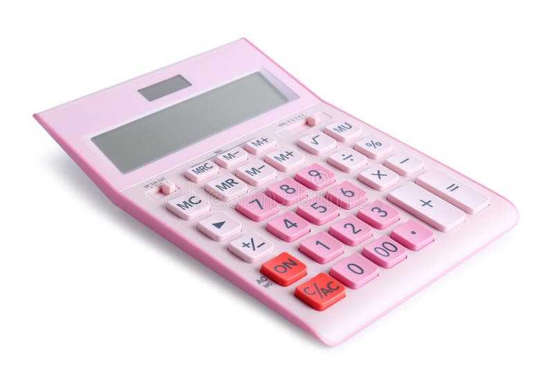 Pink Calculator on White Background. School Stationery Stock Photo ...