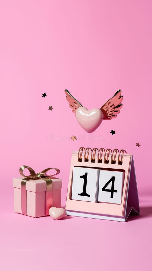 Pink Calendar with the Date 14 and Mother 3D Icon Stock Illustration ...