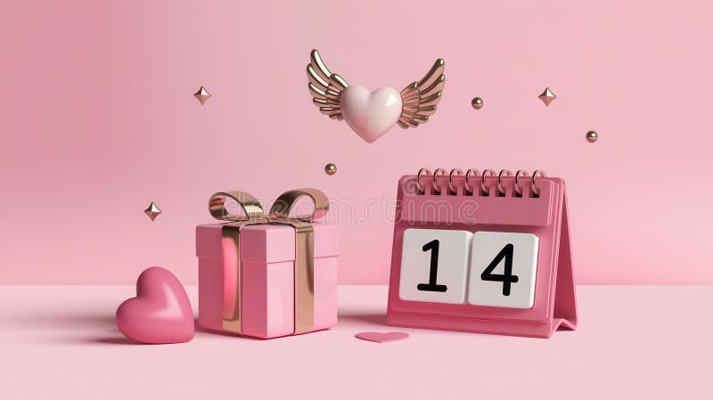 Pink Calendar with the Date 14 and Mother 3D Icon Stock Illustration ...