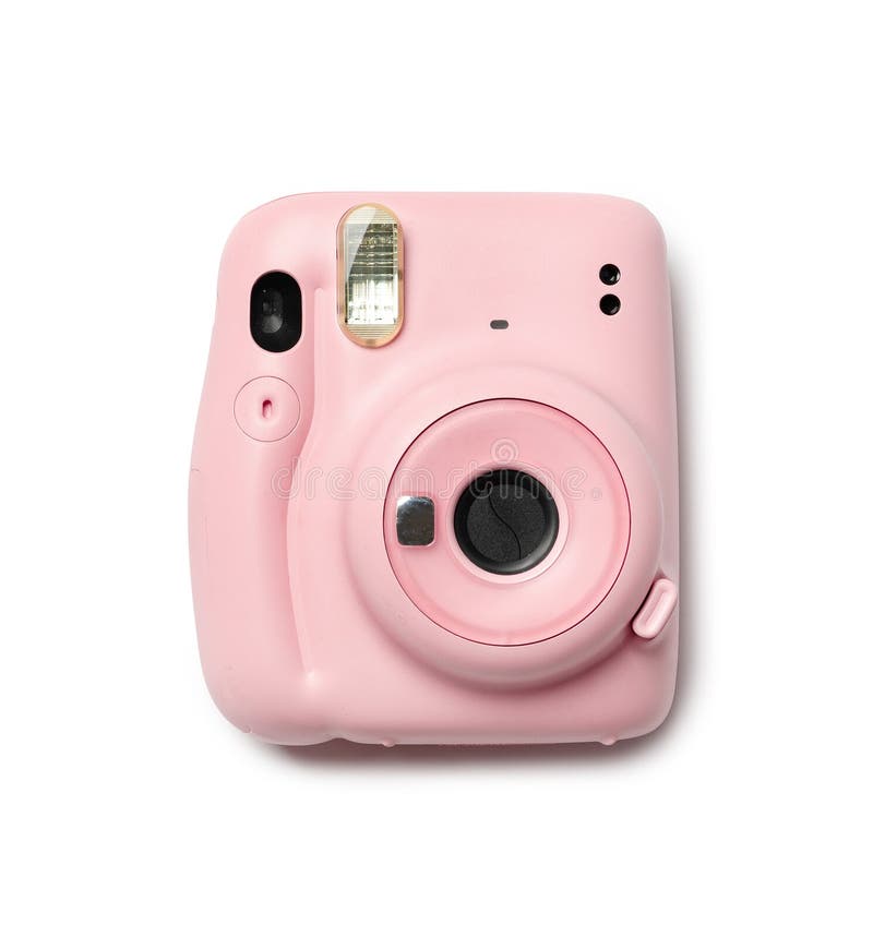 Pink Camera Isolated on White Background Top View Photo Stock Photo ...