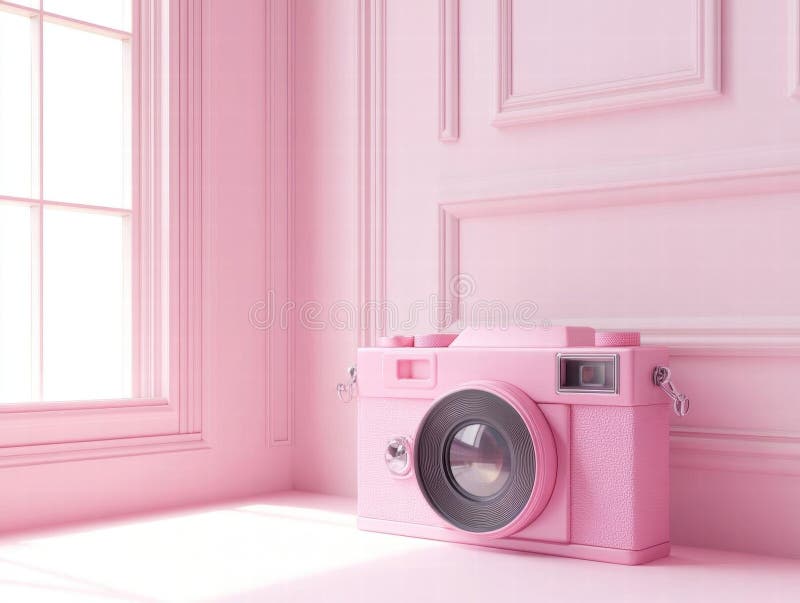 Pink Camera in a Pink Room - Minimalist Photography Stock Photo - Image ...