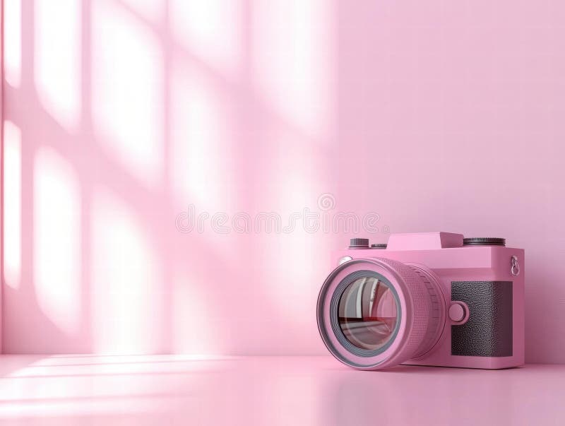 Pink Camera in a Pink Room with Soft Sunlight Stock Photo - Image of ...