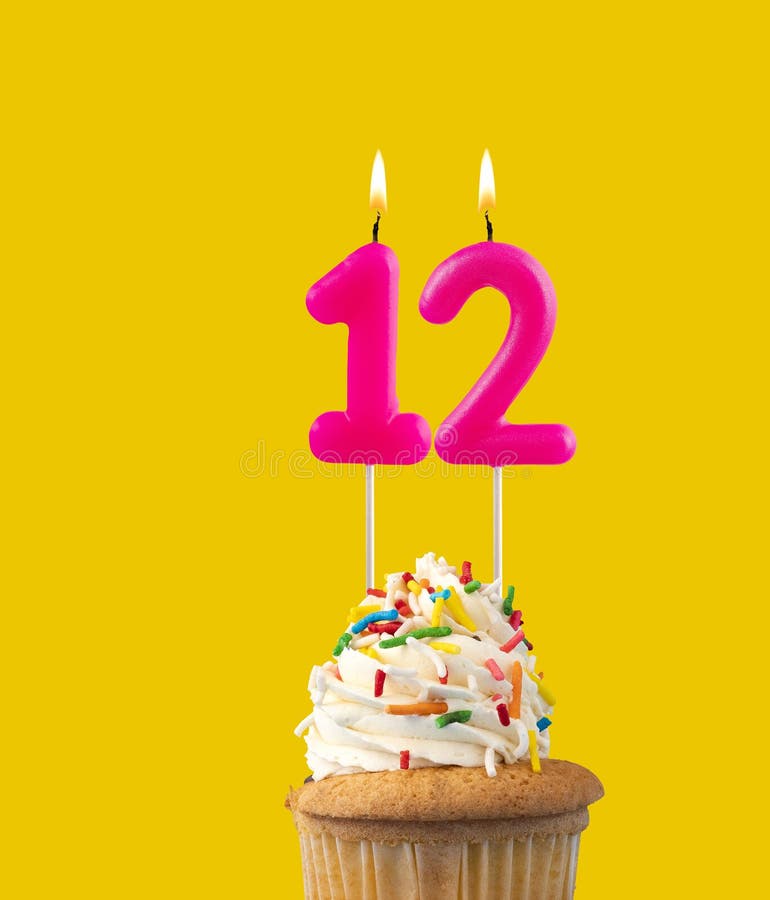 Pink Candle and Cupcake Birthday Card - Number 12 Stock Image - Image ...