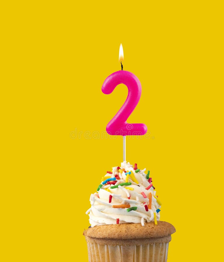 Pink Candle and Cupcake Birthday Card - Number 2 Stock Image - Image of ...