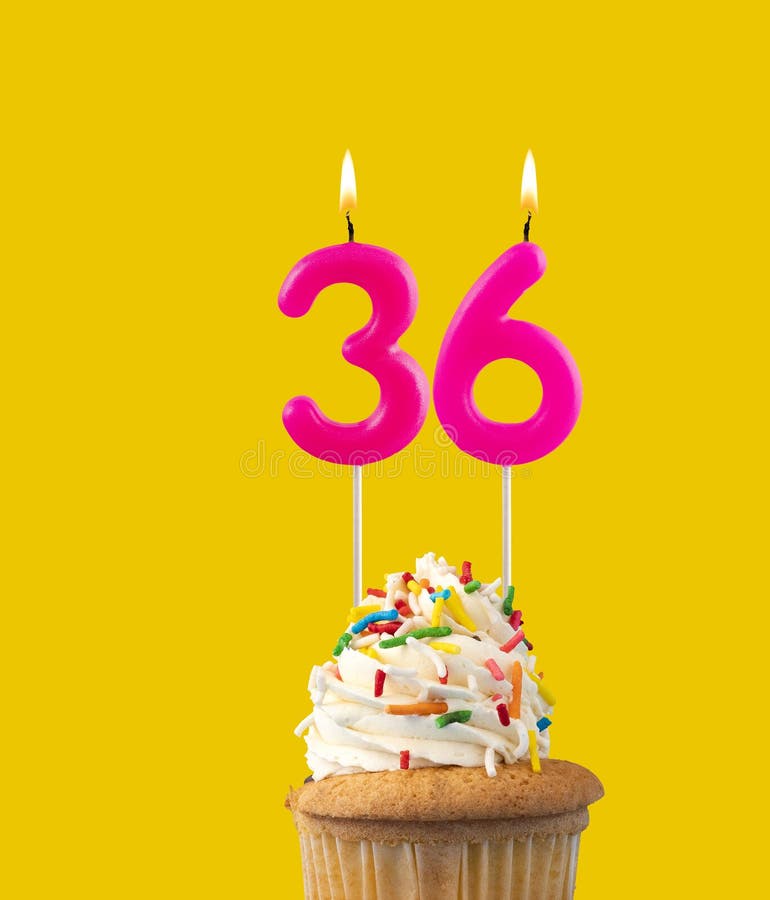 Pink Candle and Cupcake Birthday Card - Number 36 Stock Image - Image ...