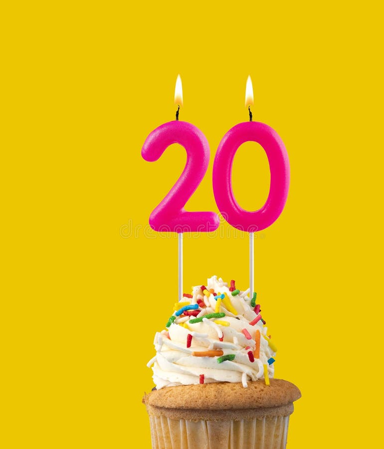 Pink Candle and Cupcake Birthday Card - Number 20 Stock Image - Image ...