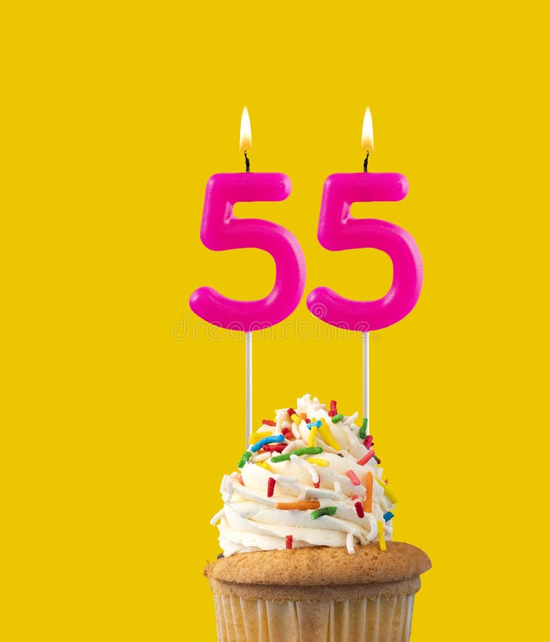 Number 55, Pink Birthday Candle - Cupcake Birthday Stock Image - Image ...