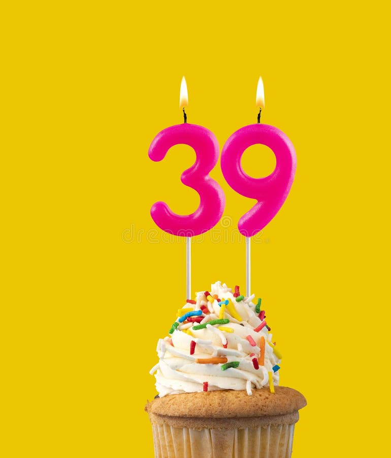 Number 39, Pink Birthday Candle - Cupcake Birthday Stock Photo - Image ...