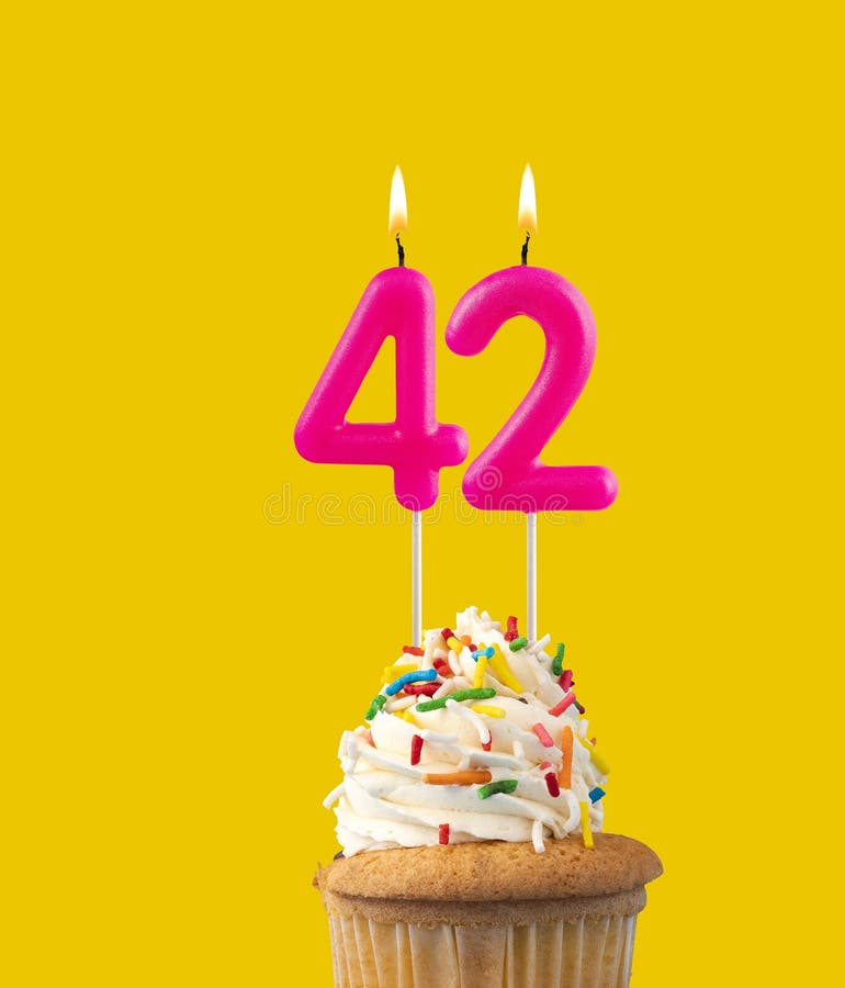 Pink Candle and Cupcake Birthday Card - Number 42 Stock Photo - Image ...
