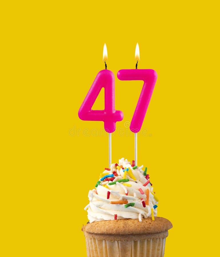 Number 47, Pink Birthday Candle - Cupcake Birthday Stock Image - Image ...