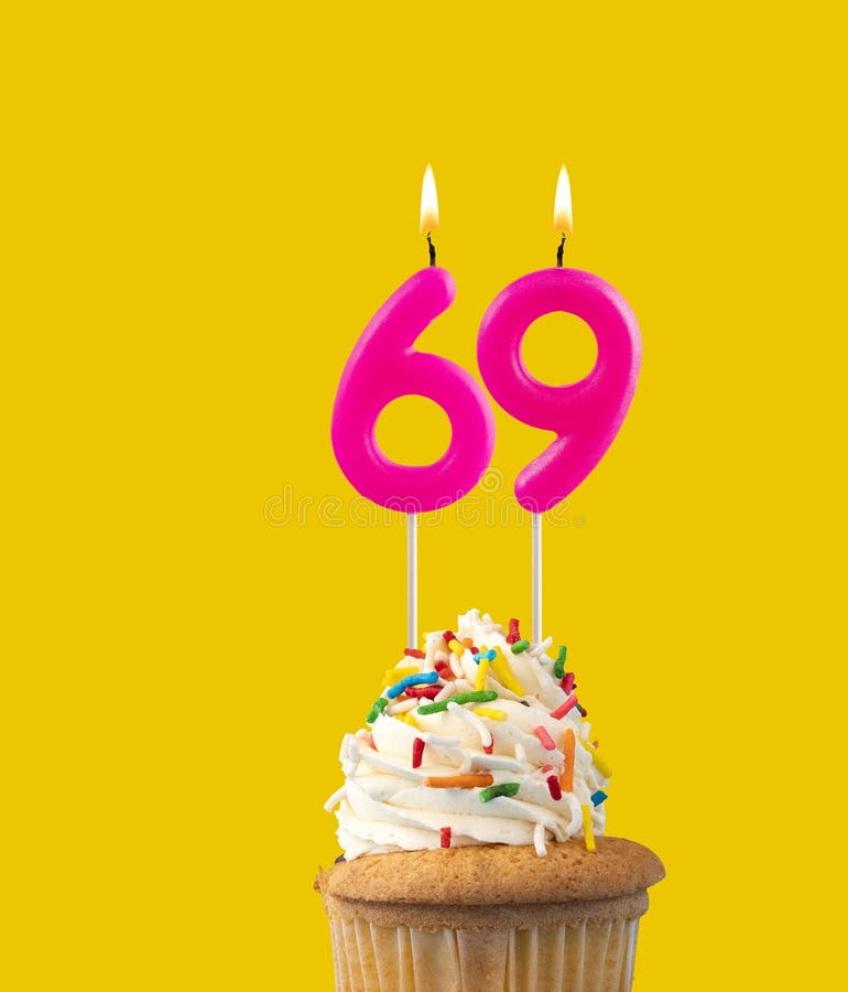 Number 69, Pink Birthday Candle - Cupcake Birthday Stock Photo - Image ...