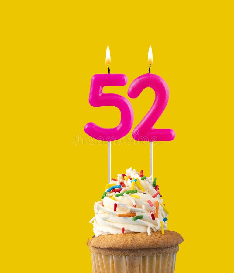 Pink Candle and Cupcake Birthday Card - Number 52 Stock Illustration ...