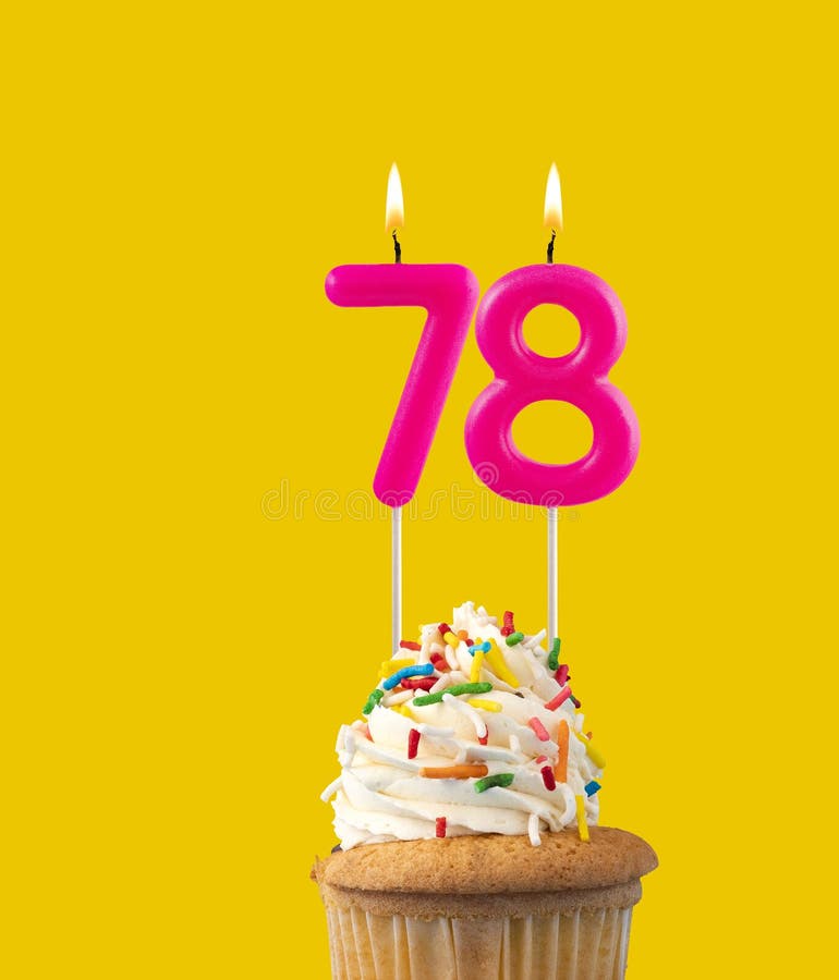 Pink Candle and Cupcake Birthday Card - Number 78 Stock Illustration ...