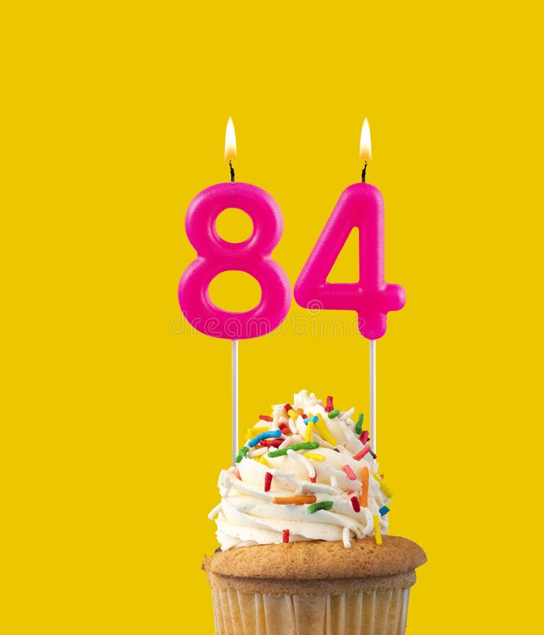 Pink Candle and Cupcake Birthday Card - Number 84 Stock Photo - Image ...