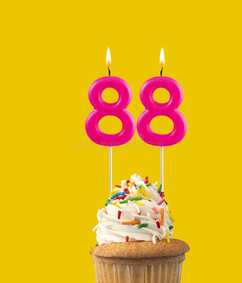 Pink Candle and Cupcake Birthday Card - Number 88 Stock Illustration ...