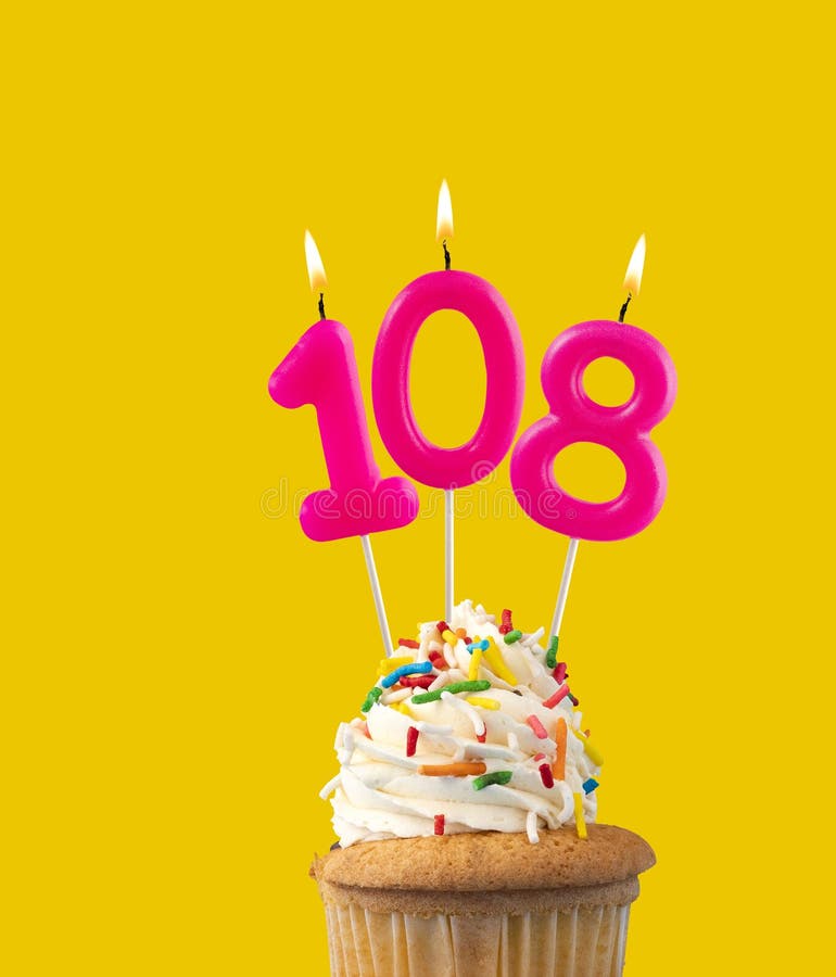 Pink Candle and Cupcake Birthday Card - Number 108 Stock Illustration ...