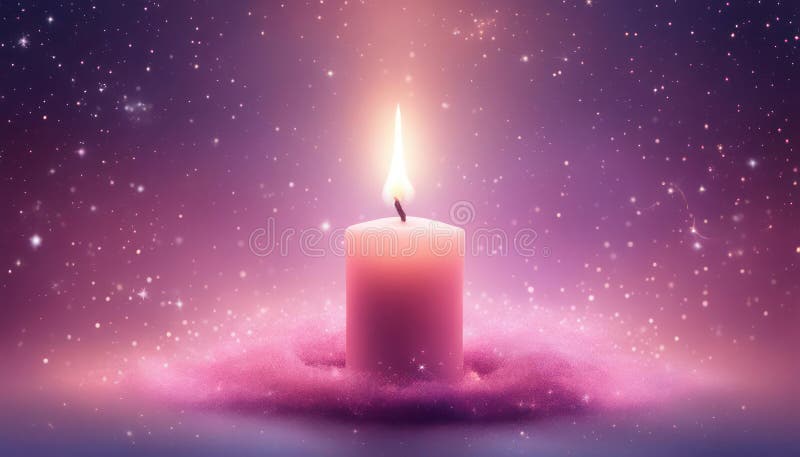 Pink Candle with Sparkles and Copy Space Stock Illustration ...