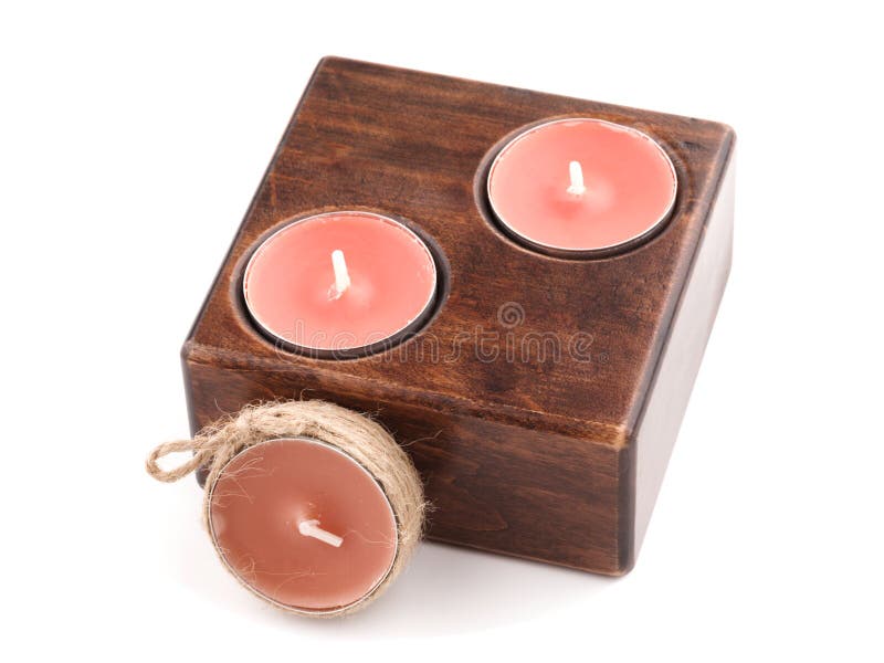 Pink Candle on a Wooden Base Stock Image - Image of decoration, bright ...