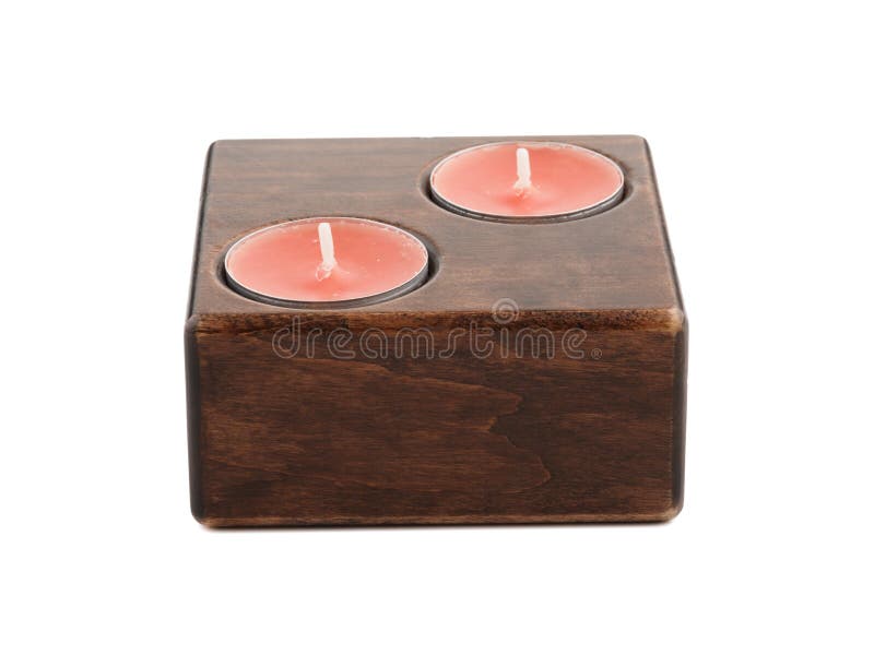 Pink Candle on a Wooden Base Stock Photo - Image of flame, care: 114306112