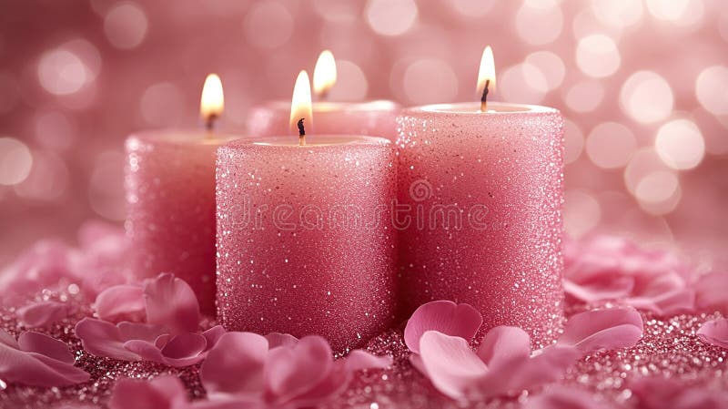 Pink Candles on Rose Petals Stock Illustration - Illustration of ...