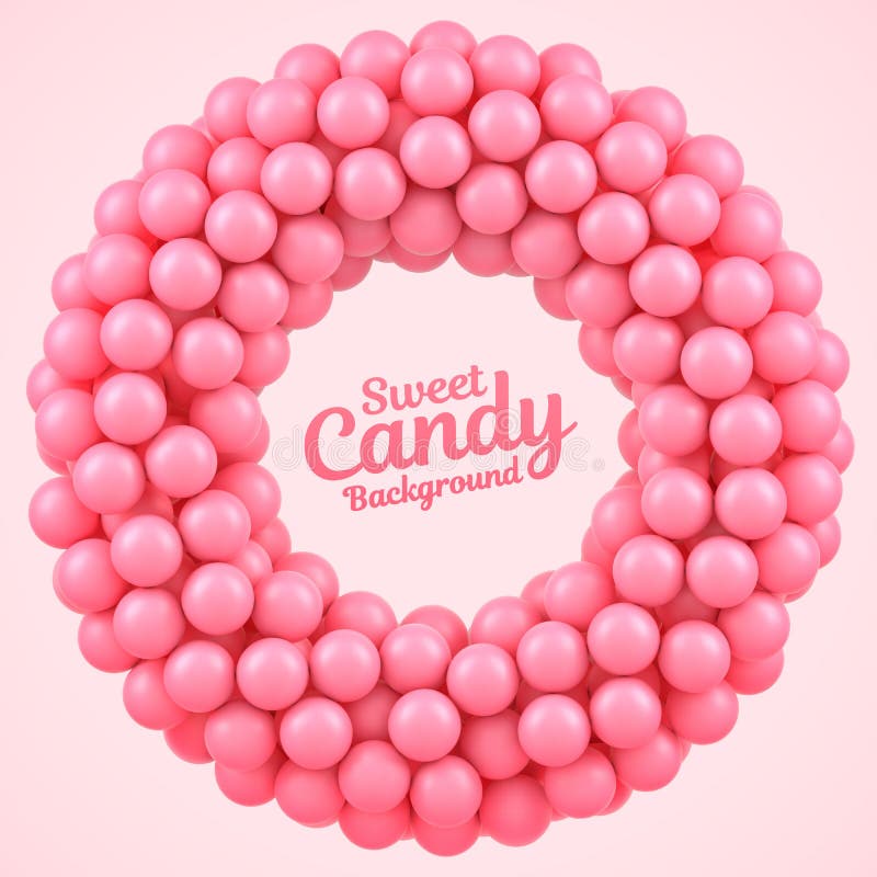 Pink Candy Balls Round Frame with Place for Your Content Stock Vector ...