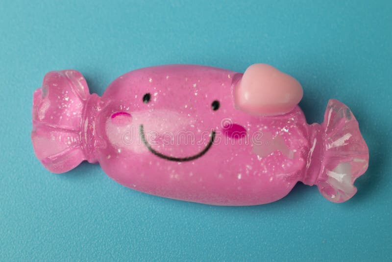 Pink Candy with Cartoon Smile Close-up Top View Stock Image - Image of ...