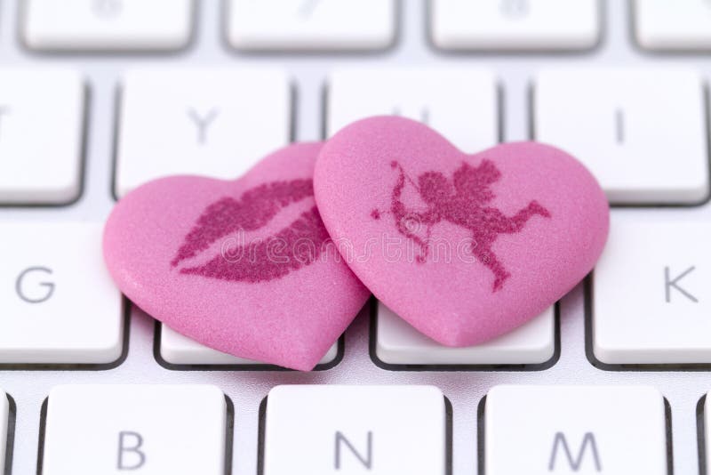 Pink Candy Hearts on a Computer Keyboard Stock Photo - Image of candy ...