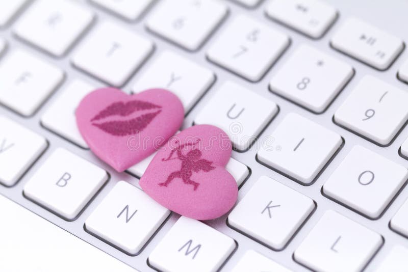 Pink Candy Hearts on a Computer Keyboard Stock Image - Image of passion ...