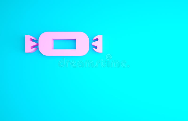 Pink Candy Icon Isolated on Blue Background. Minimalism Concept. 3d ...