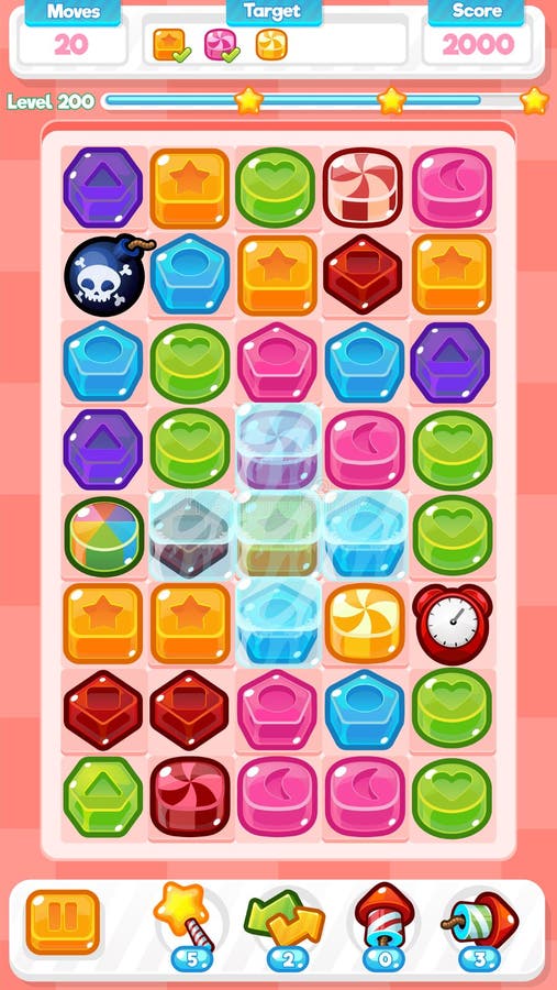 Pink Candy Match Three Game Assets Stock Vector - Illustration of ...