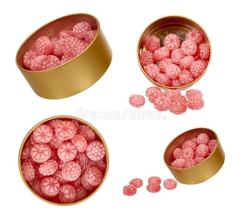 Pink Candy in Metal Jar, Set and Collection Stock Photo - Image of hold ...
