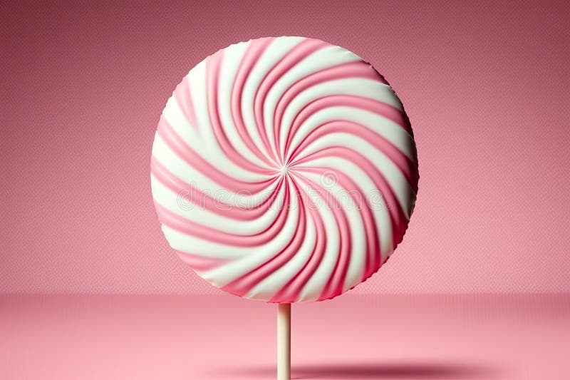 Pink Candy with a White Stick and a Circular Shape Stock Illustration ...