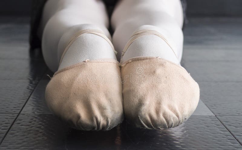 Close Up of Dancer`s Pointed Bare Feet in the Dance Studio Stock Photo ...