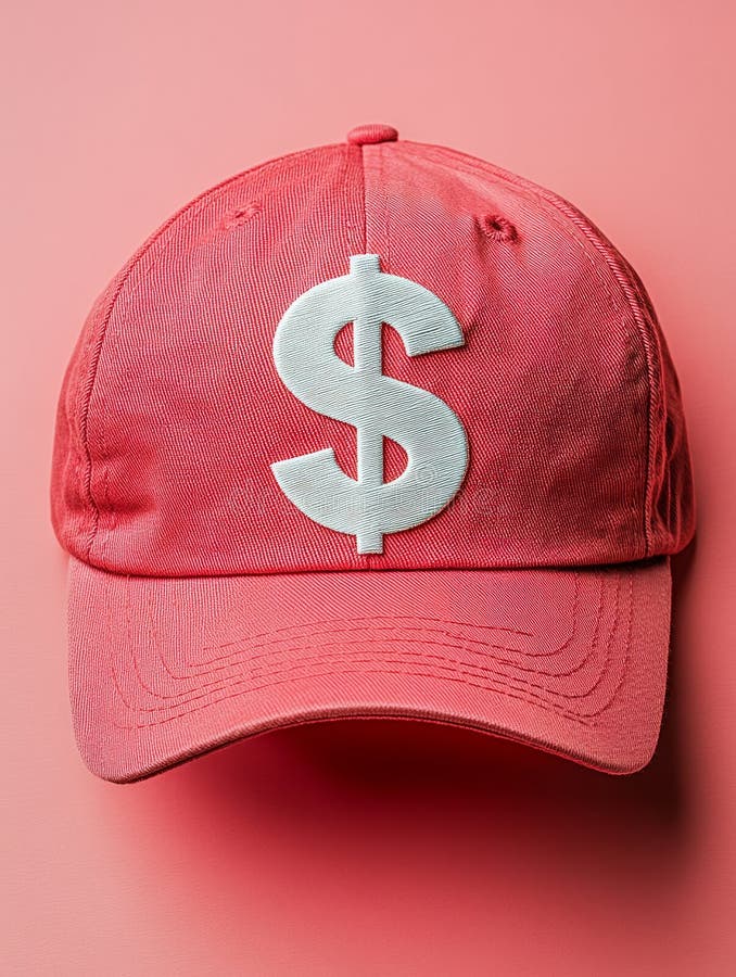Pink Cap with White Dollar Sign on a Pink Background. Stock Photo ...