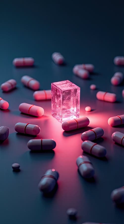 Pink Capsule and Cube Array Stock Illustration - Illustration of ...