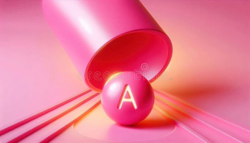 Pink Capsule with a Golden Vitamin a Sphere Stock Illustration ...