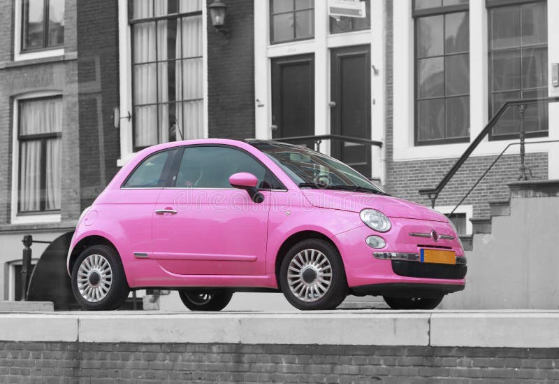 Modern Small Purple Fiat 500 Stock Image - Image of road, transport ...