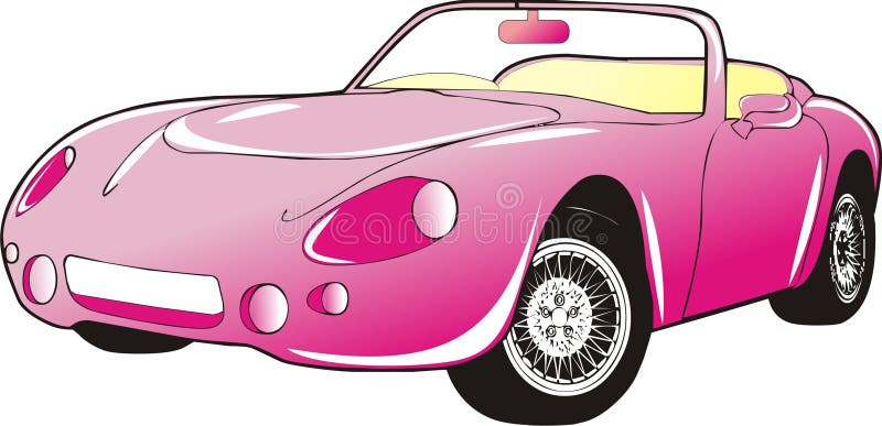 Beautiful and a pink car stock vector. Illustration of cartoon - 43966382