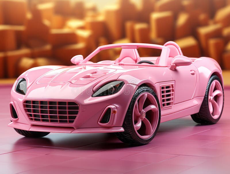 Pink Car for Barbie, on a Pink Background. Generated by AI Stock ...