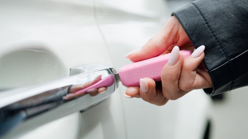 Pink Car Keys Opening the Lock Stock Image - Image of button, keys ...