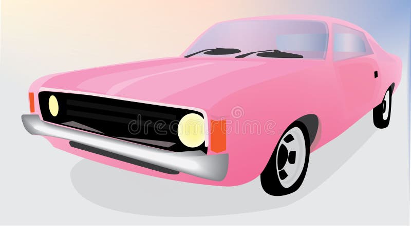 Pink car retro vector stock vector. Illustration of power - 63102819