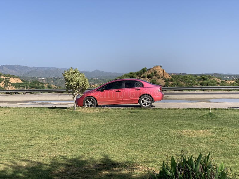 Pink Car on the Road Captured on a Sunny Day Stock Image - Image of ...