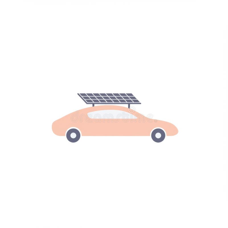 Pink Car with Rooftop Solar Panel Illustration Stock Illustration ...