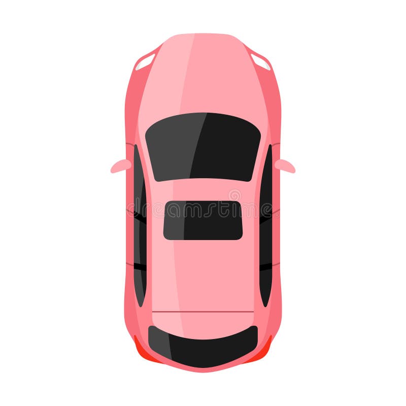 Pink Car Top View Vector Illustration. Sedan Car Illustration. Stock ...