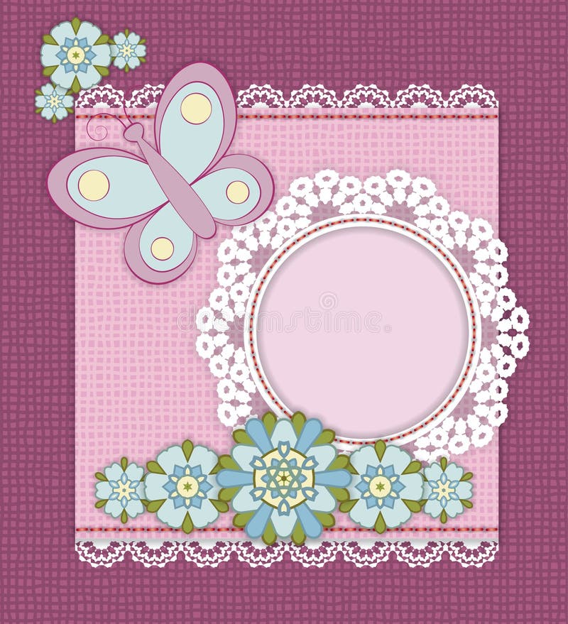 Pink card stock vector. Illustration of pink, lace, frame - 34771045