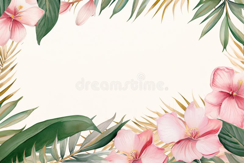 A Pink Card with a Floral Frame. Stock Illustration - Illustration of ...