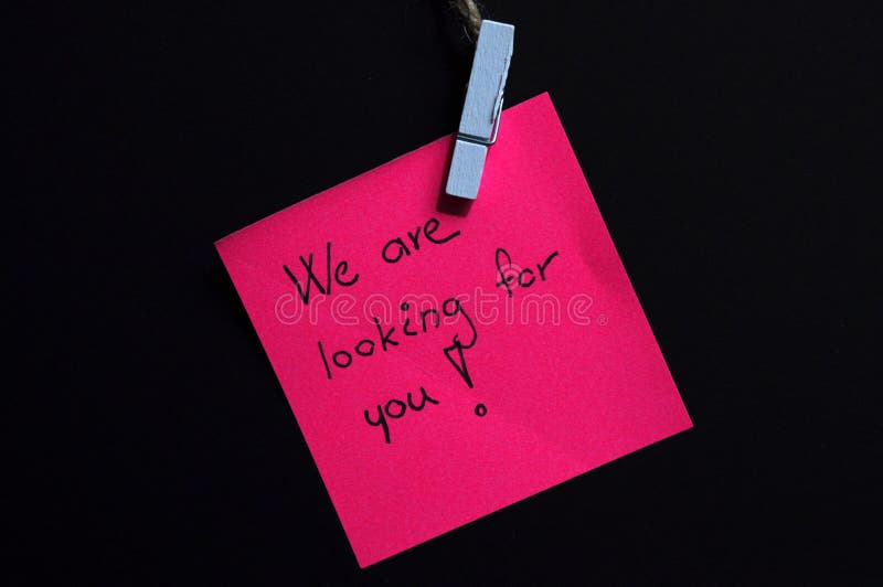Pink Card with we are Looking for You Text Stock Photo - Image of ...