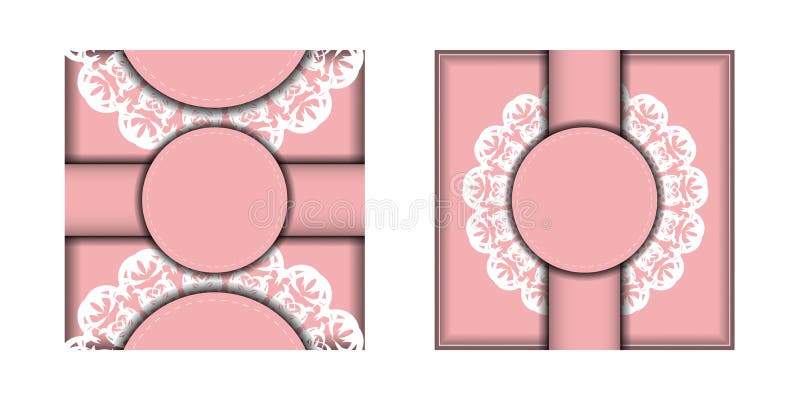 Pink Card with a Luxurious White Pattern for Your Design. Stock Vector ...