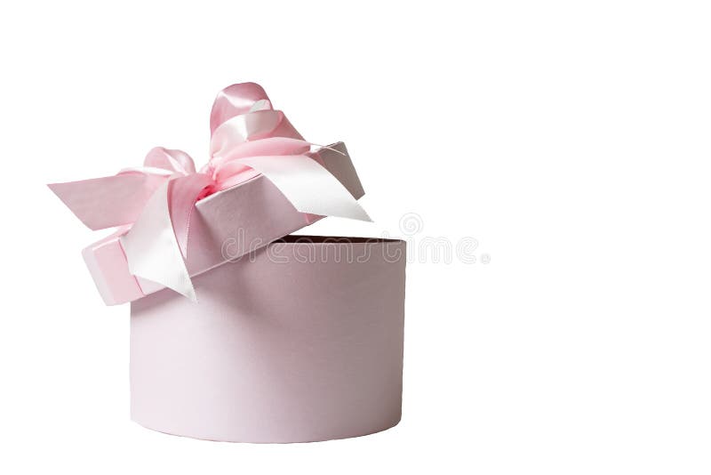 Pink a Cardboard Box with Pink Ribbon. Isolate Stock Photo - Image of ...