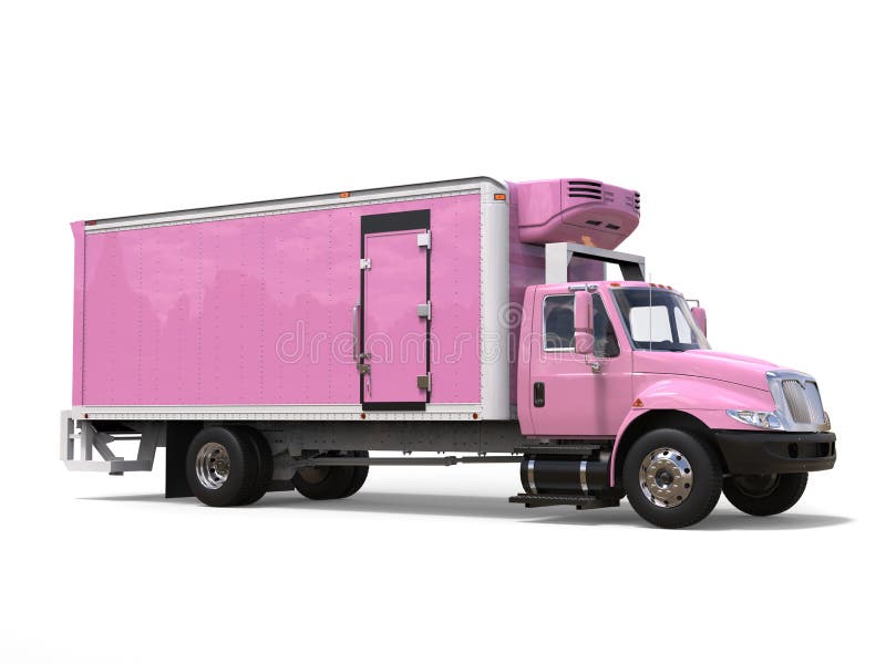 Pink cargo delivery truck. stock illustration. Illustration of ...